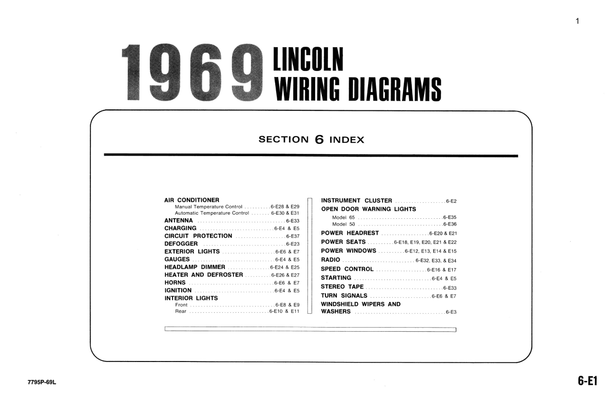 1969 Lincoln and Mark III Wiring and Vacuum Diagrams Manual | Malm Motors