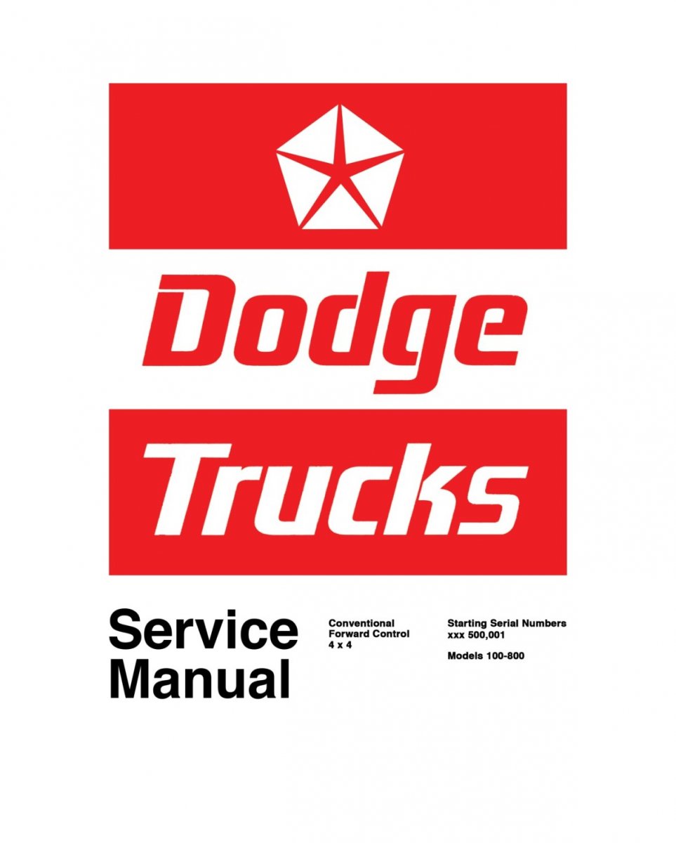 1972 Dodge Truck 100-800 Service Manual| Malm Motors