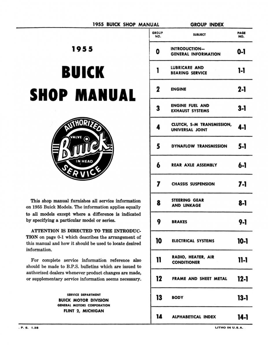 1955 Buick Shop Manual | Malm Motors